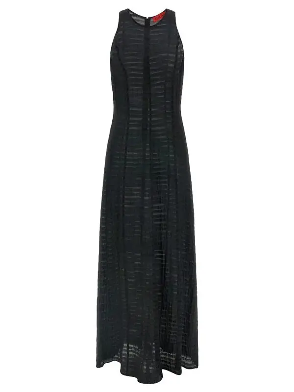 THELATEST Dori Striped Midi Dress - Black
