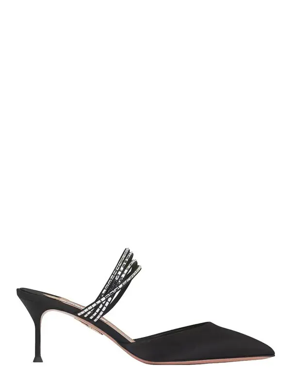 AQUAZZURA Luce Embellished-strap Heeled Mules - Black