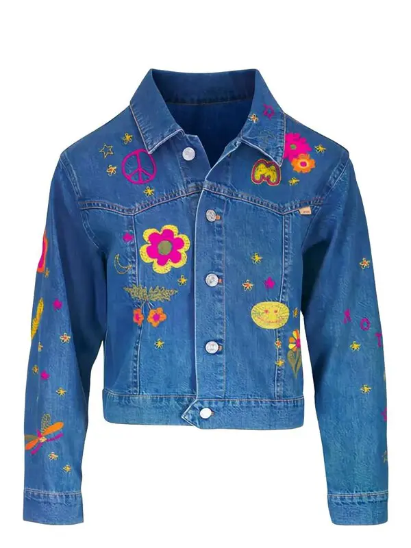 MOTHER The Heyday Embroidered Denim Jacket - Blue