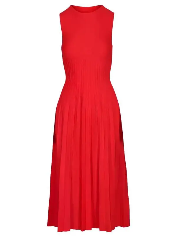 Staud Elyse Ribbed Midi Dress - Red