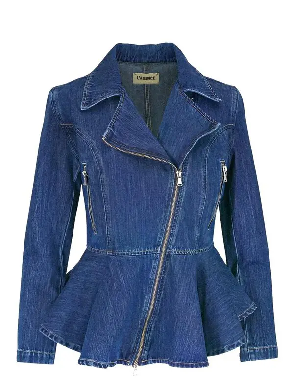 L'Agence Cotton Zip Jacket - Blue