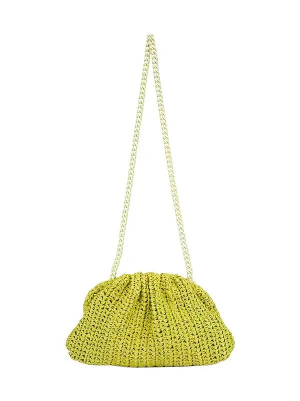 Maria La Rosa Woven Shoulder Bag With Chain Strap - Green