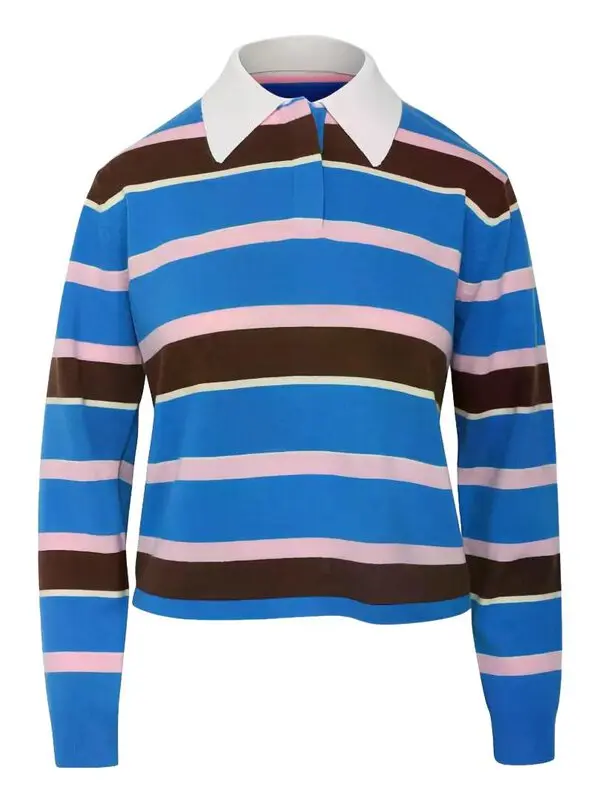 Guest In Residence Striped Polo Top - Blue