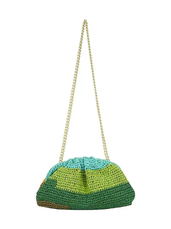 Maria La Rosa Crochet Chain Clutch Bag - Green