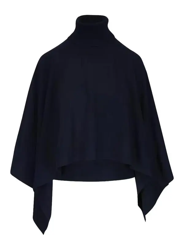 Michael Kors Draped Turtleneck Caftan Top - Blue