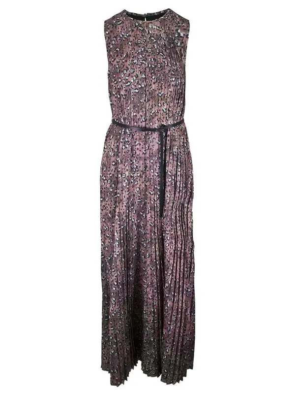 Lafayette 148 New York Printed Pleated Maxi Dress - Brown