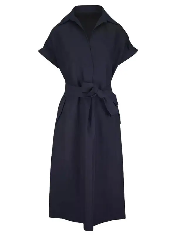 Agnona Belted Midi Shirt Dress - Blue