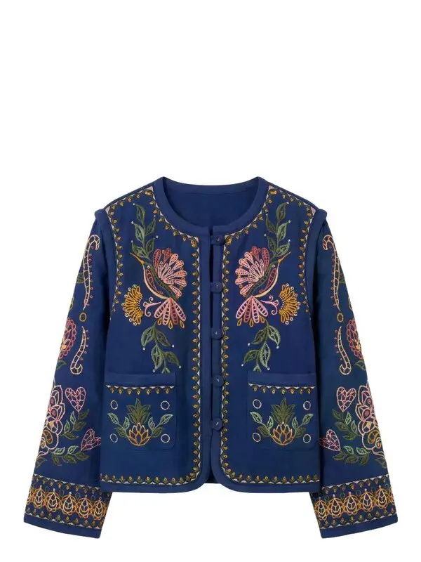 Farm Rio Embroidered Jacket - Blue