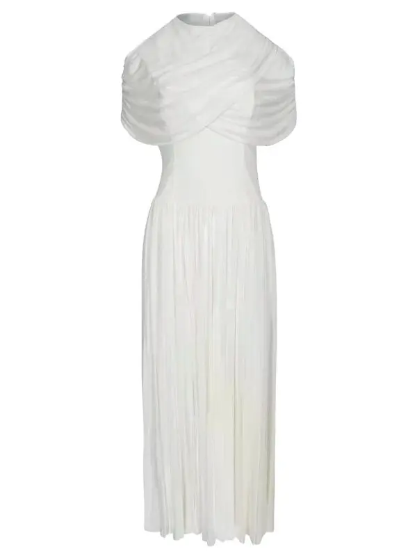 Simkhai Nancie Draped Pleated Maxi Dress - White