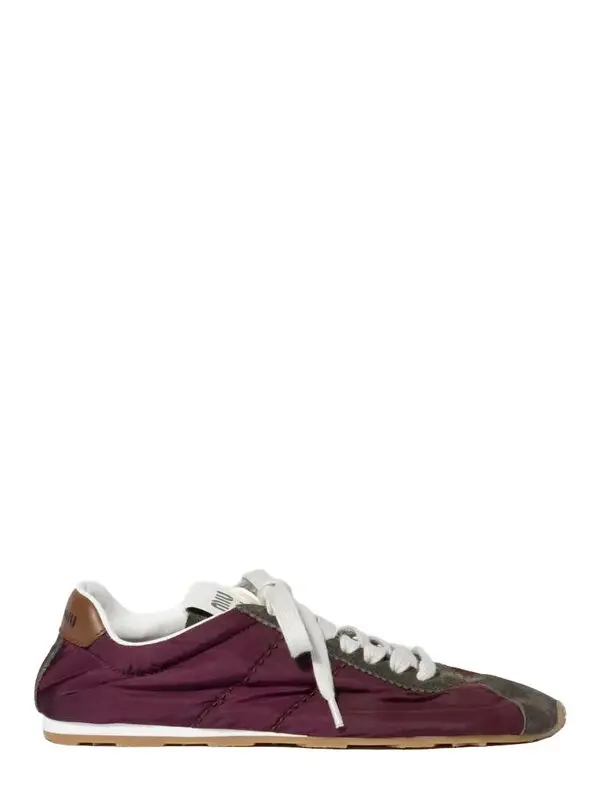 Miu Miu Plume Technical Fabric And Suede Sneakers - Purple