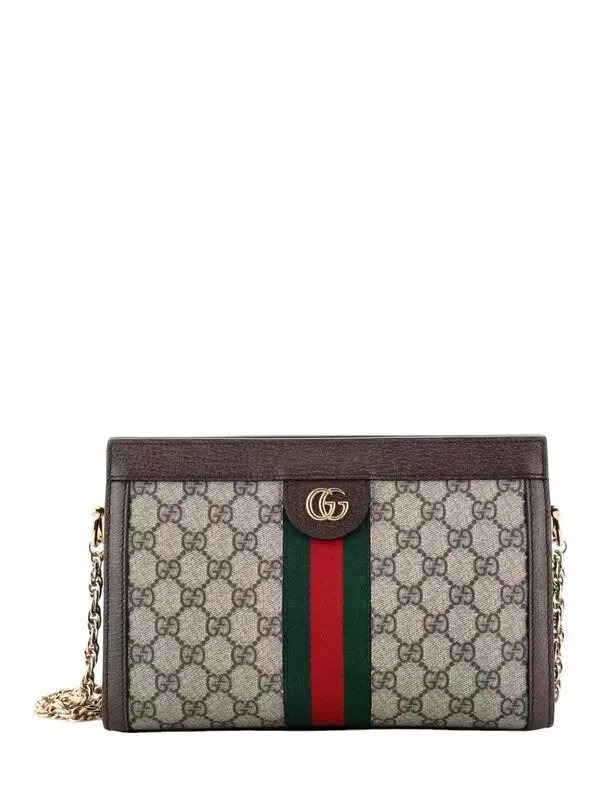Gucci Ophidia Chain Shoulder Bag Gg Coated Canvas Small - Brown