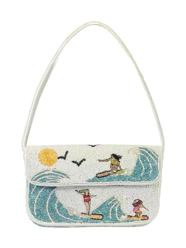 Staud Tommy Surf Babes Beaded Bag - White