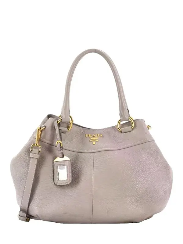 Prada Convertible Shopping Tote Vitello Daino Small Shoulder Bag - Grey