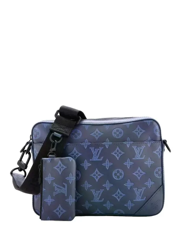 LOUIS VUITTON Duo Messenger Bag Monogram Shadow Leather - Blue