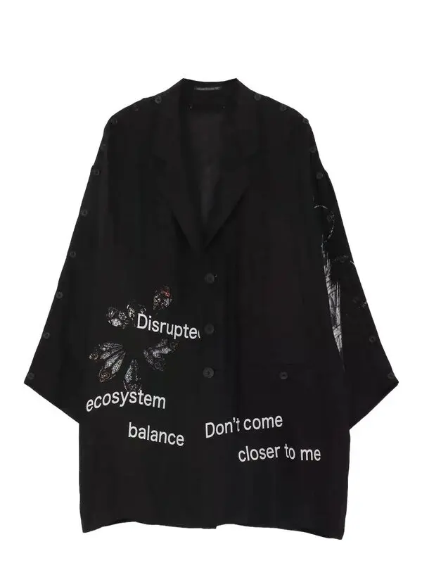 Yohji Yamamoto Patterned Silk Jacket - Black