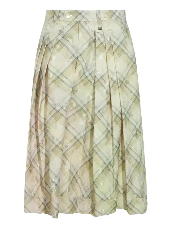 VIVIENNE WESTWOOD Pleated Checked Skirt - Neutrals