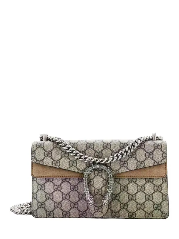 Gucci Dionysus Gg Coated Canvas Small Shoulder Bag With Crystal Embellishments - Brown
