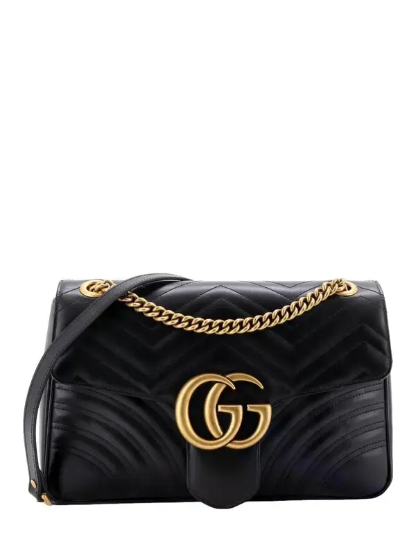 Gucci Gg Marmont Flap Bag Matelasse Leather Medium - Black