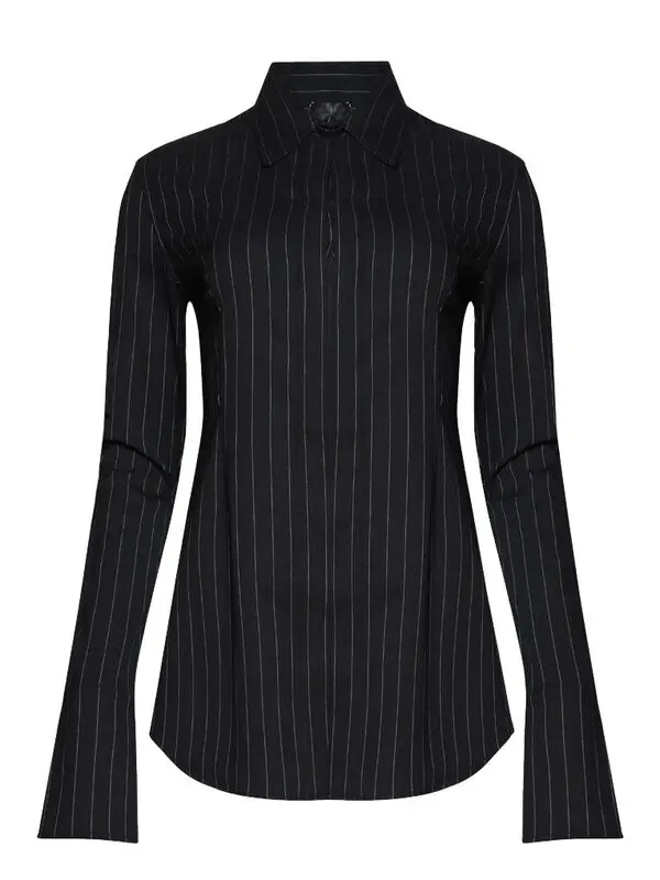 MUGLER Pinstripe Fitted Shirt - Navy