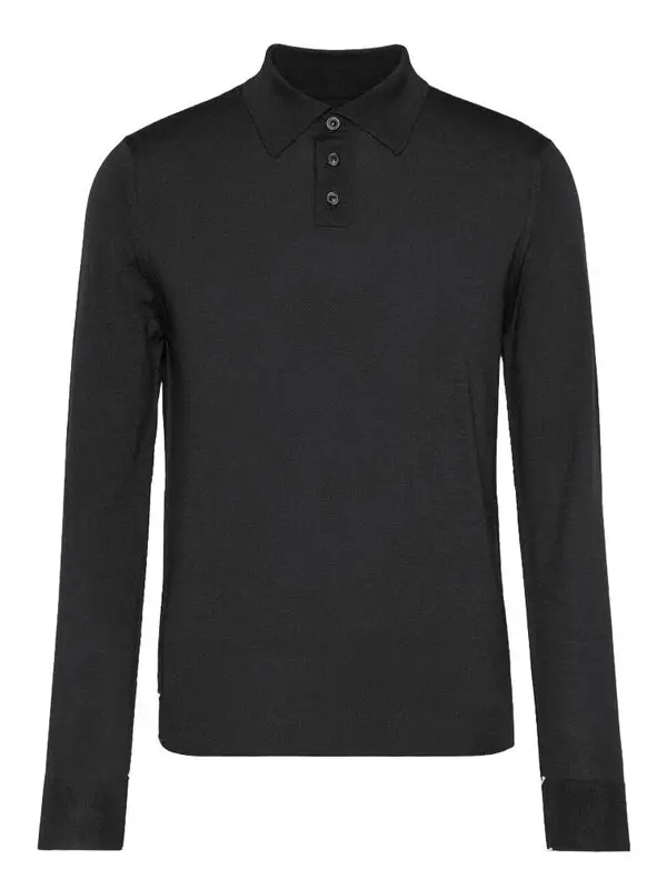 MAISON MARGIELA Long Sleeve Polo Shirt - Black