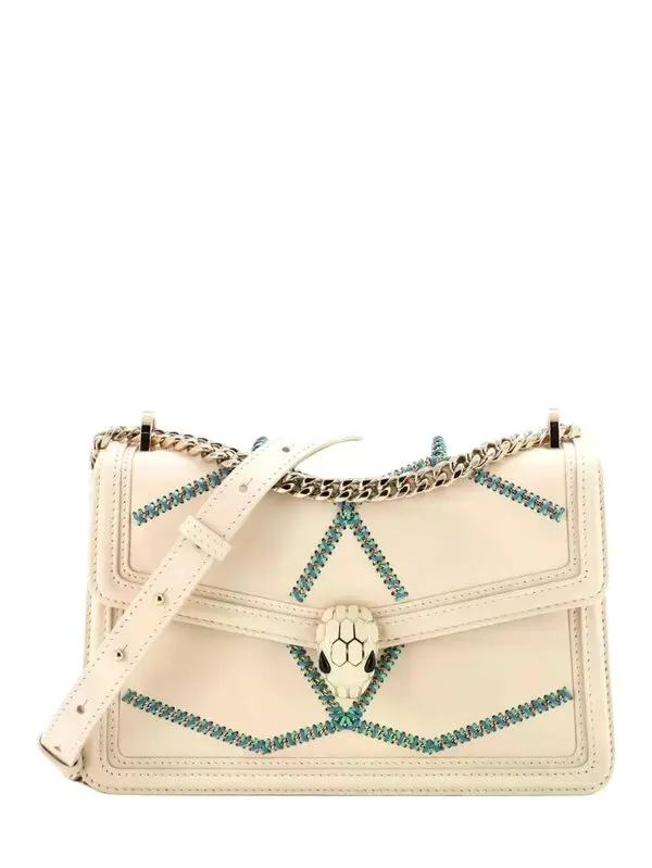 BVLGARI Serpenti Forever Whipstitched Leather Small Shoulder Bag - Neutrals