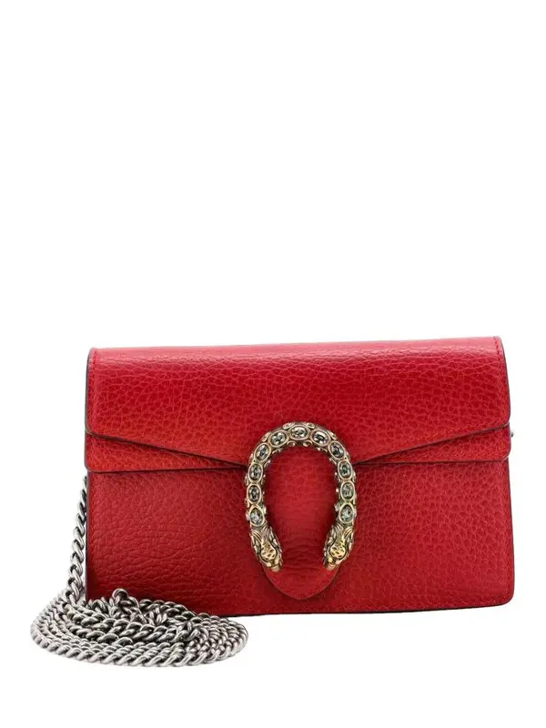 Gucci Dionysus Leather Super Mini Clutch Bag - Red