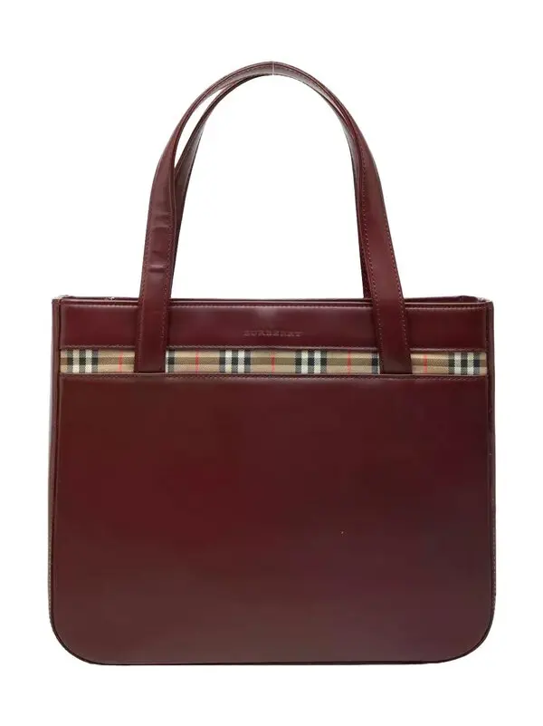 Burberry House Check Trimmed Leather Handbag - Red
