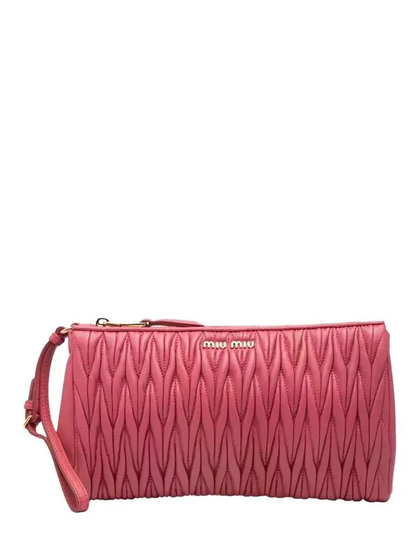 Miu Miu Matelasse Nappa Clutch Bag - Pink