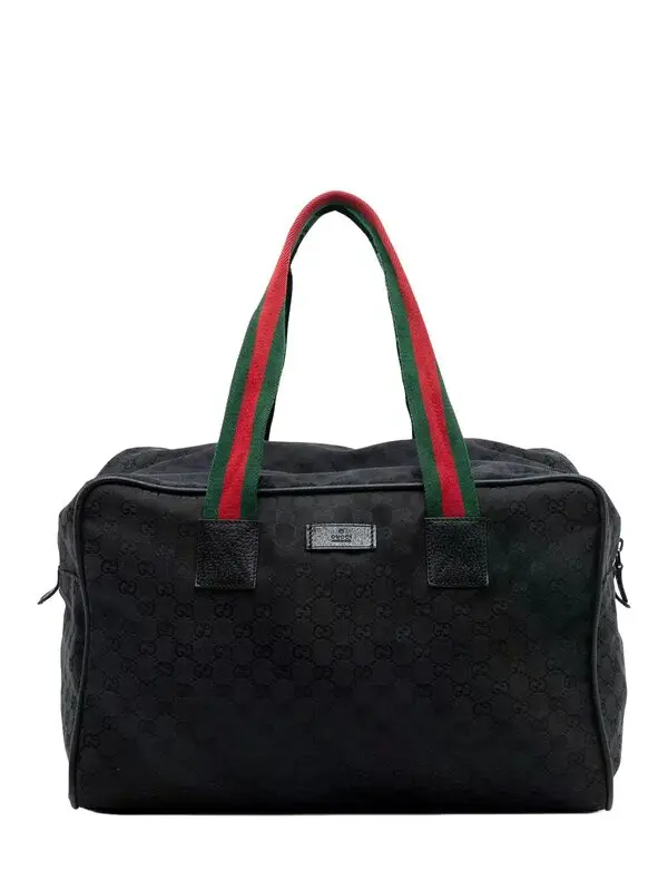 Gucci Gg Canvas Web Travel Bag - Black