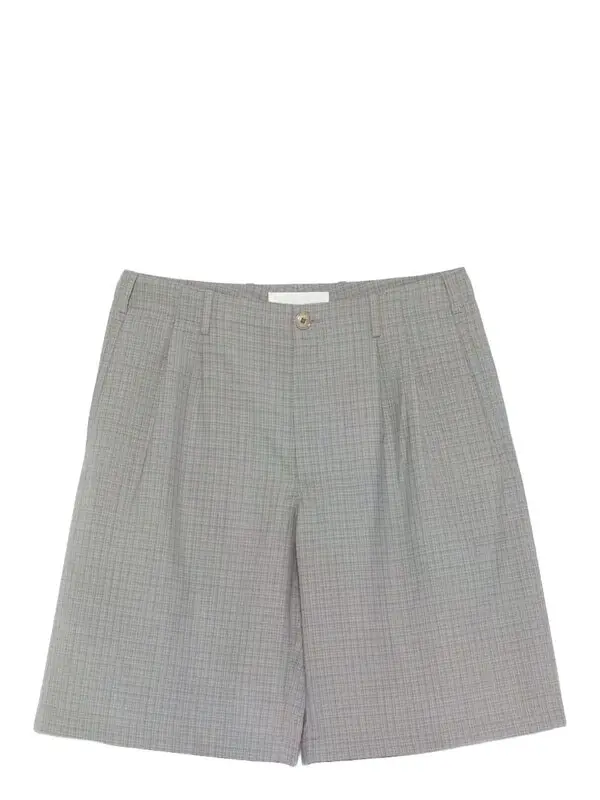 Our Legacy Check-pattern Pleated Shorts - Green