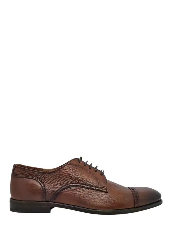 HENDERSON BARACCO Textured Cap-toe Derby Shoes - Brown