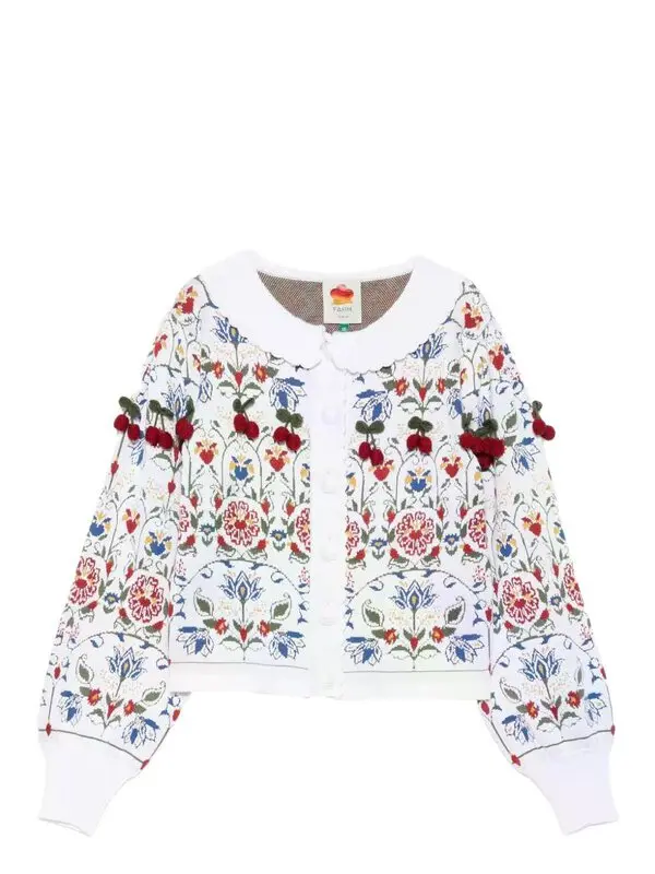 Farm Rio Appliqué Cardigan - White