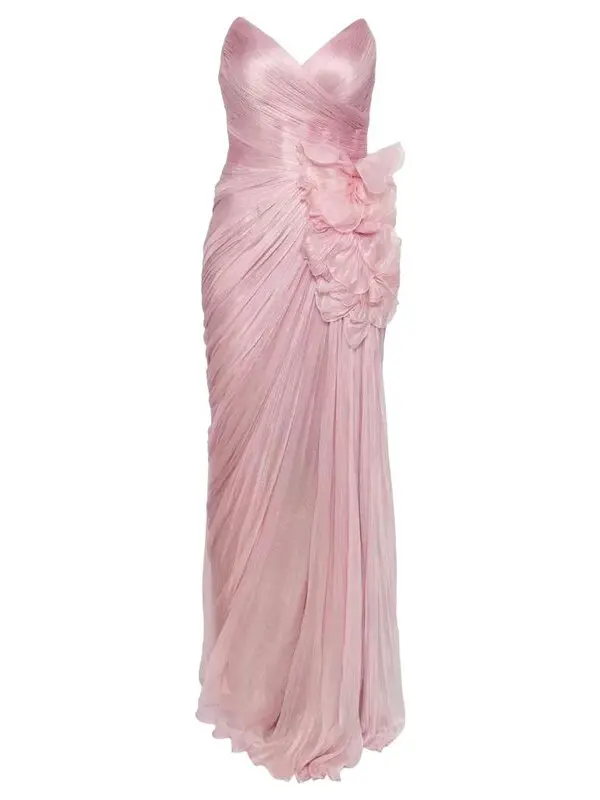 IRIS SERBAN Rafael Flower Draped Maxi Dress - Pink