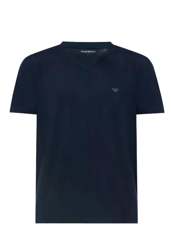 Emporio Armani V-neck Logo-embroidered T-shirt - Blue