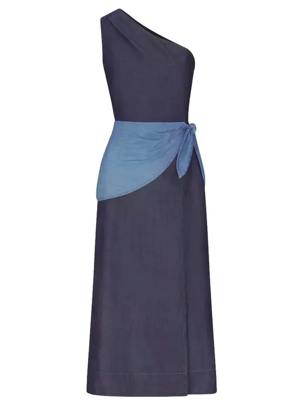 SIMONMILLER Belem Chambray One-shoulder Midi Dress - Blue