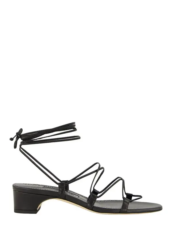 Manolo Blahnik Dellasan Nappa Leather Sandals - Black
