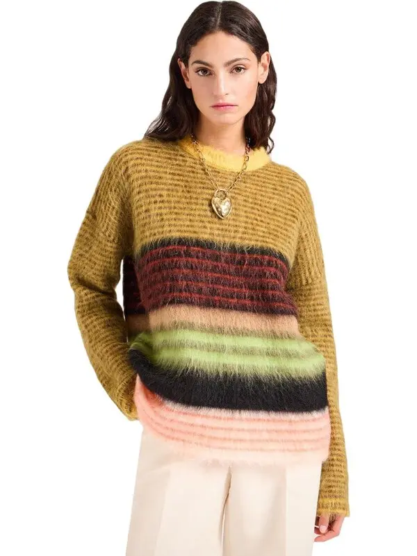 La DoubleJ Multicolour Brushed Wool Brera Sweater - Yellow