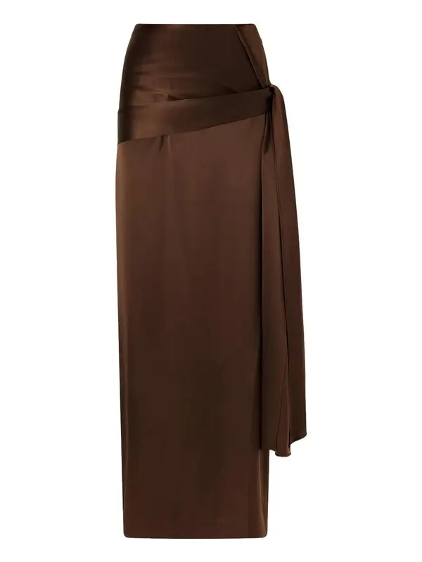 HEIRLOME Mila Silk Maxi Skirt - Brown