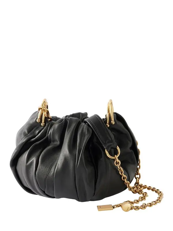 Chloé Pleated Leather Shoulder Bag - Black