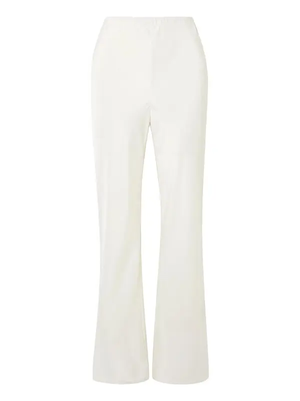 Posse Cove Stretch-silk Straight-leg Trousers - Neutrals