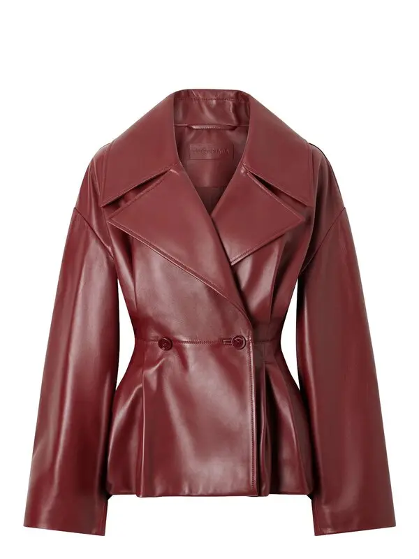 Balenciaga Pleated Leather Jacket - Burgundy