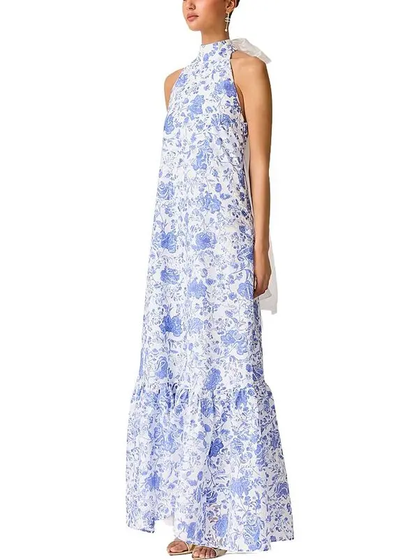 ELLIATT Elin Floral Halter Gown - White Blue