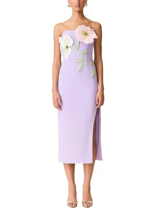 ELLIATT Hope 3d Floral Midi Dress - Pastel Purple