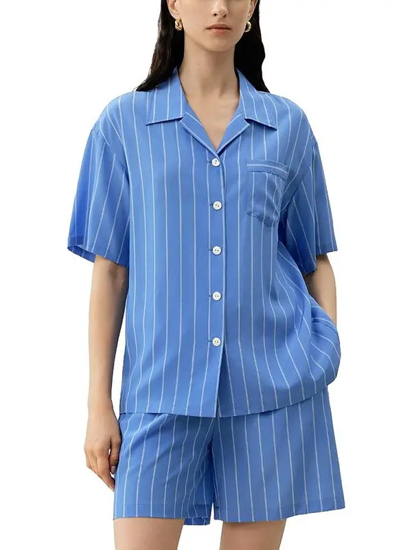 Lilysilk Striped Cuban Collar Shirt - Amalfi Stripe