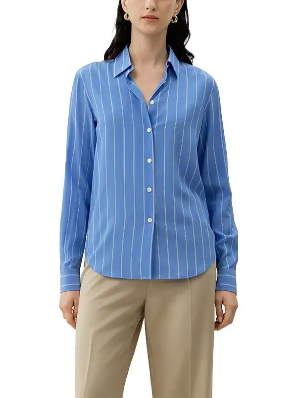 Lilysilk Striped Silk Crepe De Chine Shirt - Amalfi Stripe