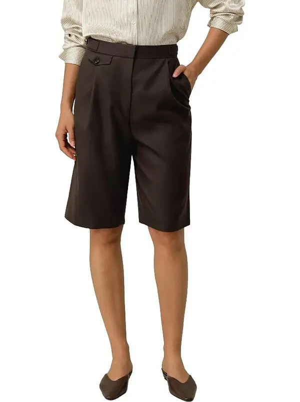 Lilysilk Wool Silk Bermuda Shorts - Chestnut