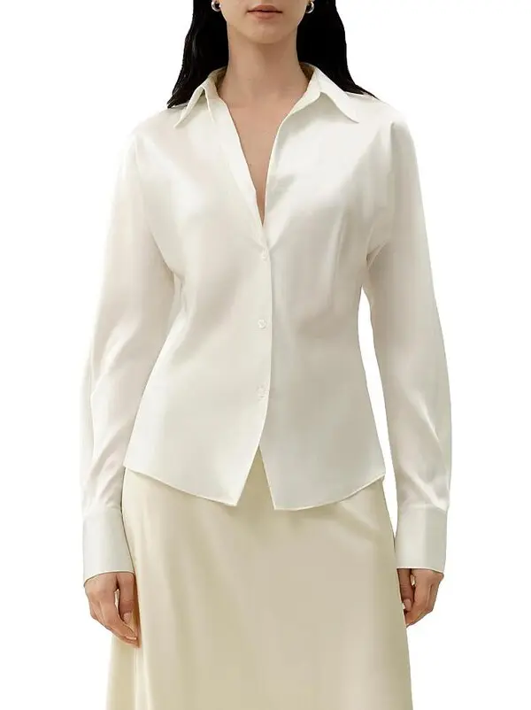 Lilysilk Bias Cut Silk Shirt - Natural White