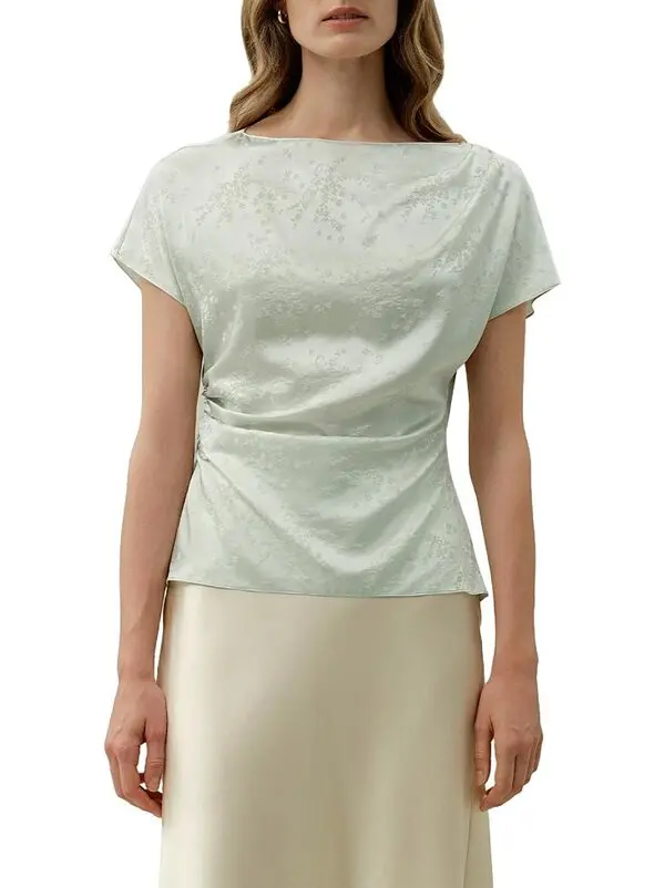 Lilysilk Jacquard Silk Top - Jade Green