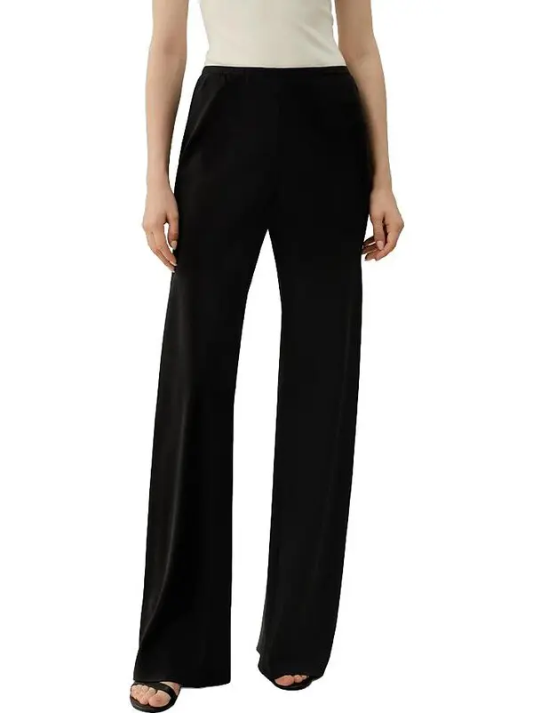 Lilysilk Bias Cut Straight Leg Silk Trousers - Black