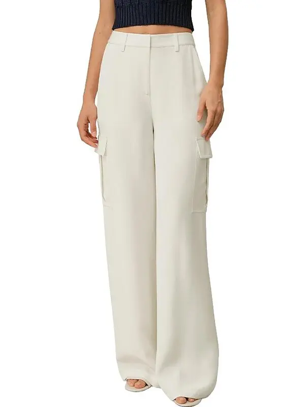 Lilysilk Silk Crepe Cargo Pant - Natural White